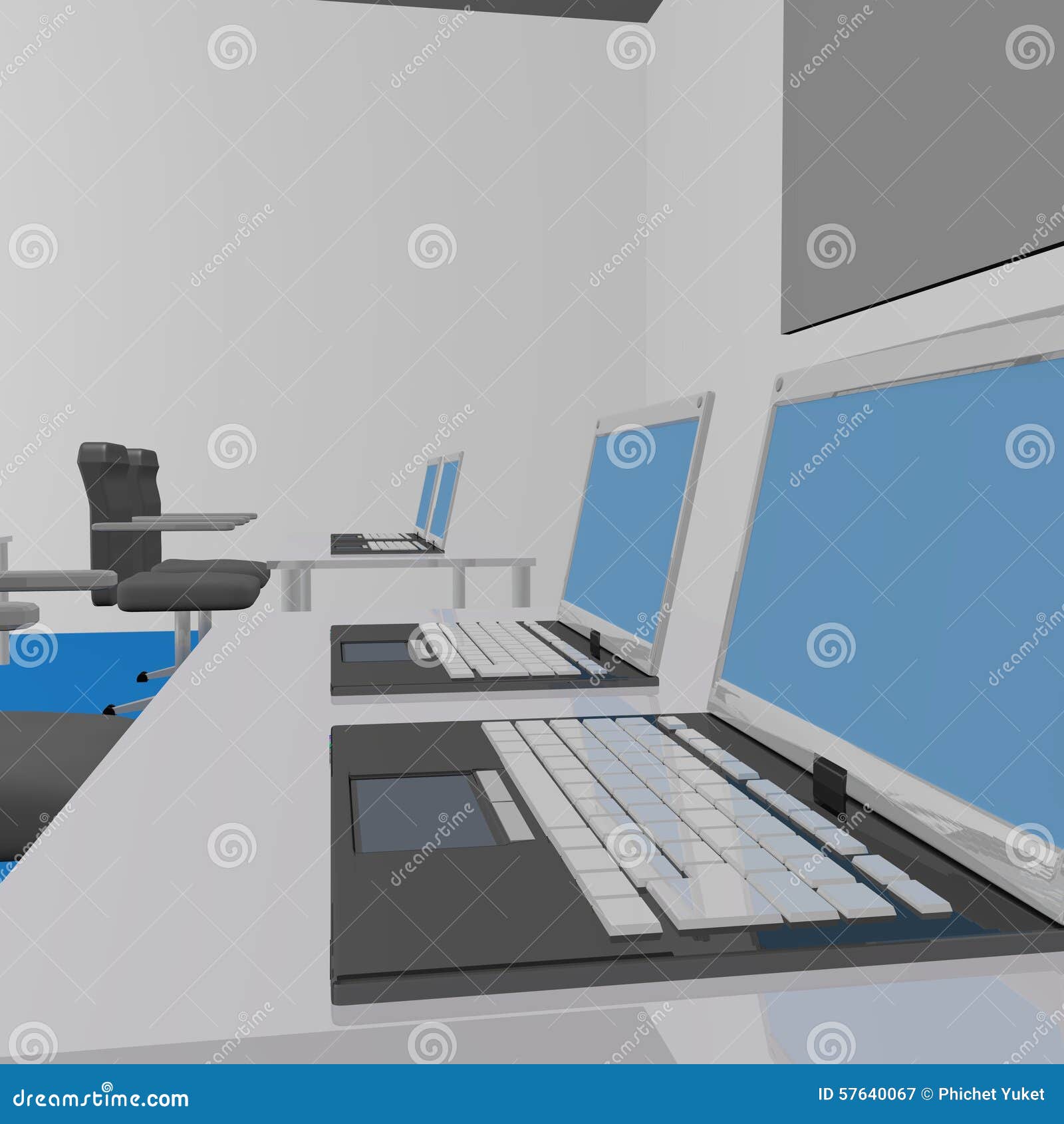 Computer room stock illustration. Illustration of render - 57640067