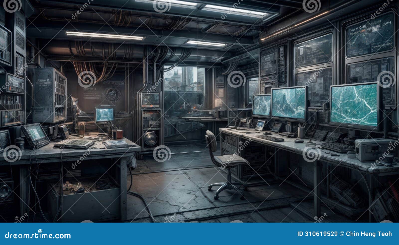 A Computer Room in a Science Fiction Style Stock Image - Image of style ...