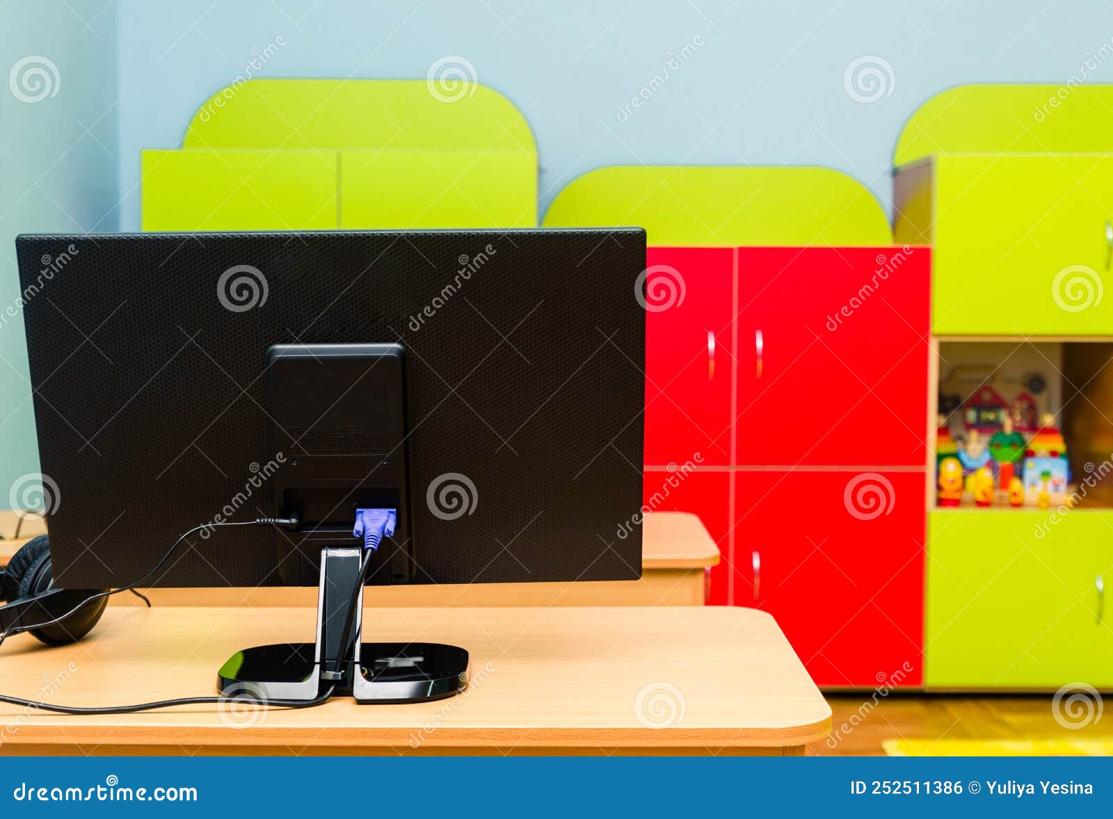 Computer Room for Small Children in Kindergarten Stock Photo - Image of ...