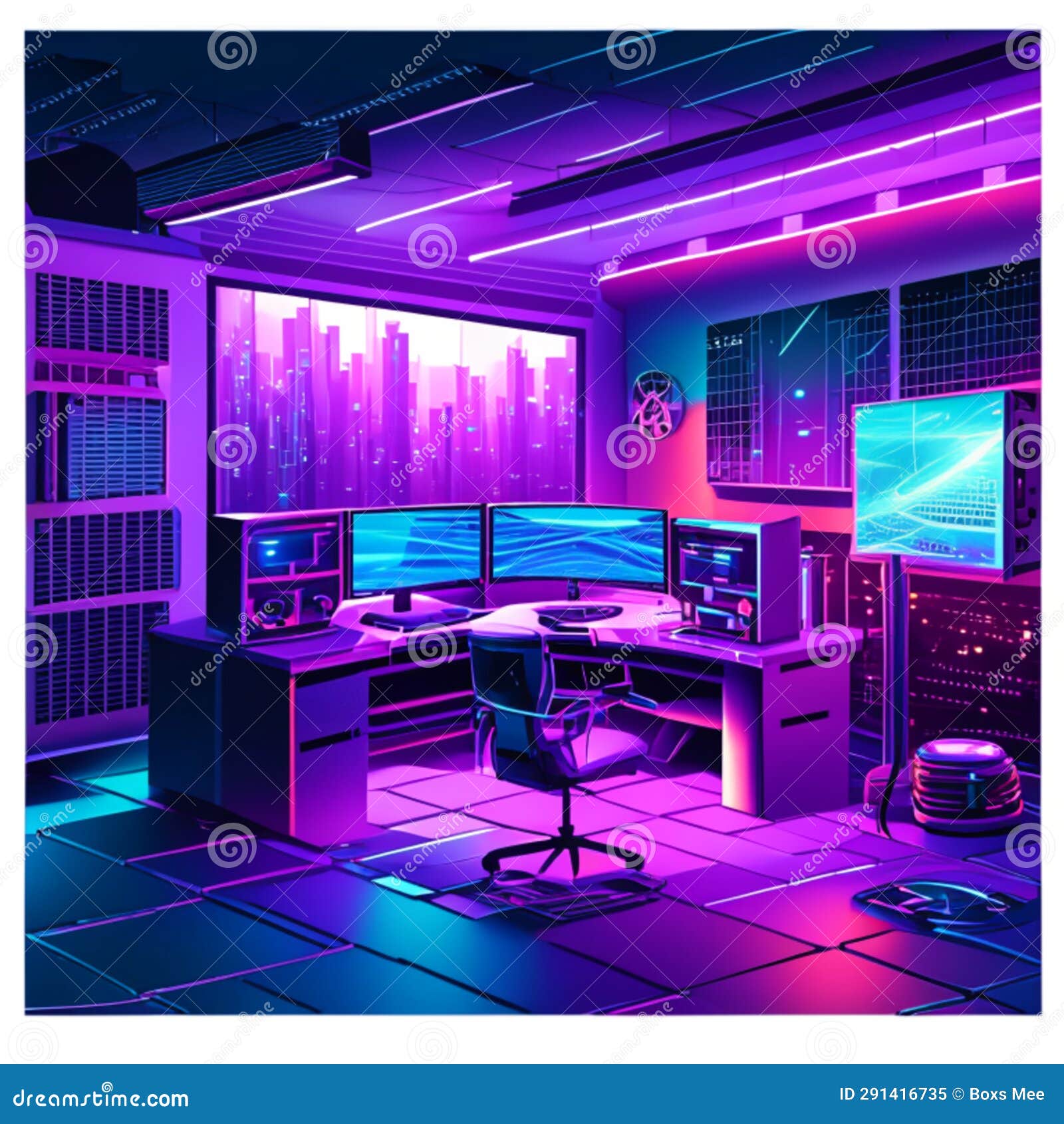 Computer Room. Vector Illustration in a Flat Style. Isolated on a White ...