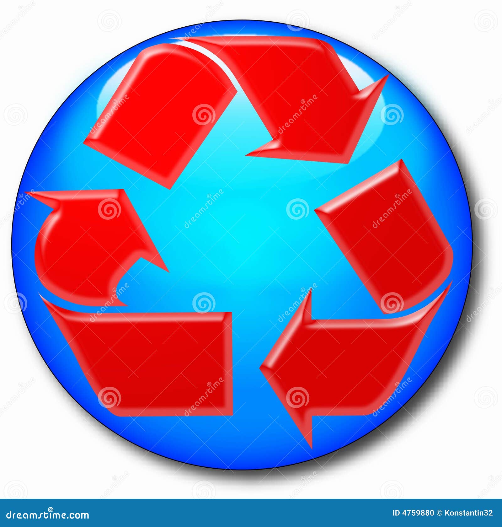 Computer Round Icon with Recycle Symbol Stock Illustration ...