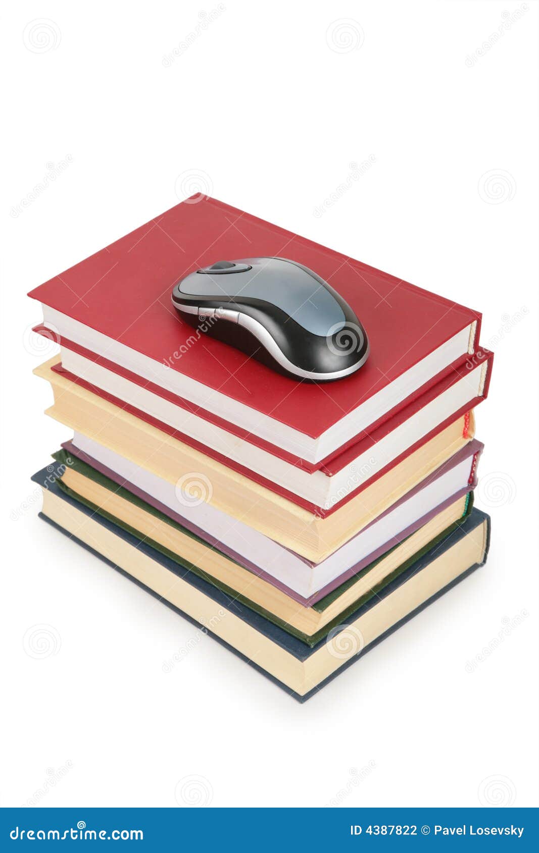 Computer`s Mouse on Pile of Books Stock Photo - Image of literature ...