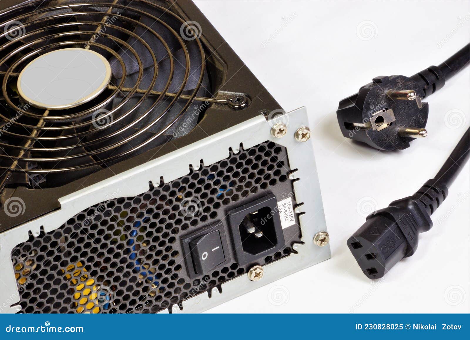 The Computer`s Power Supply and Network Cable. Stock Image - Image of ...