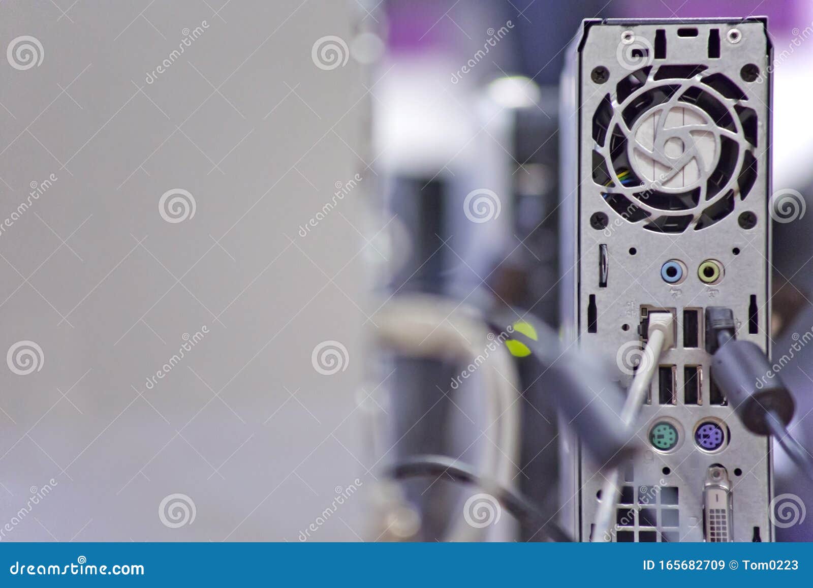 Computer`s Tower Connections Stock Image - Image of back, studio: 165682709