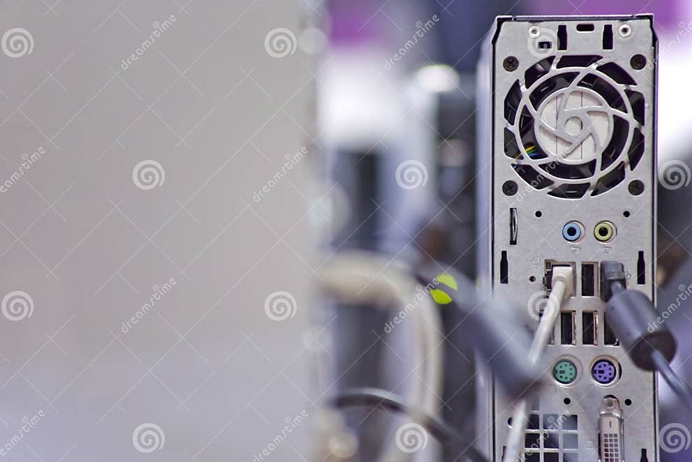 Computer`s Tower Connections Stock Image - Image of back, studio: 165682709