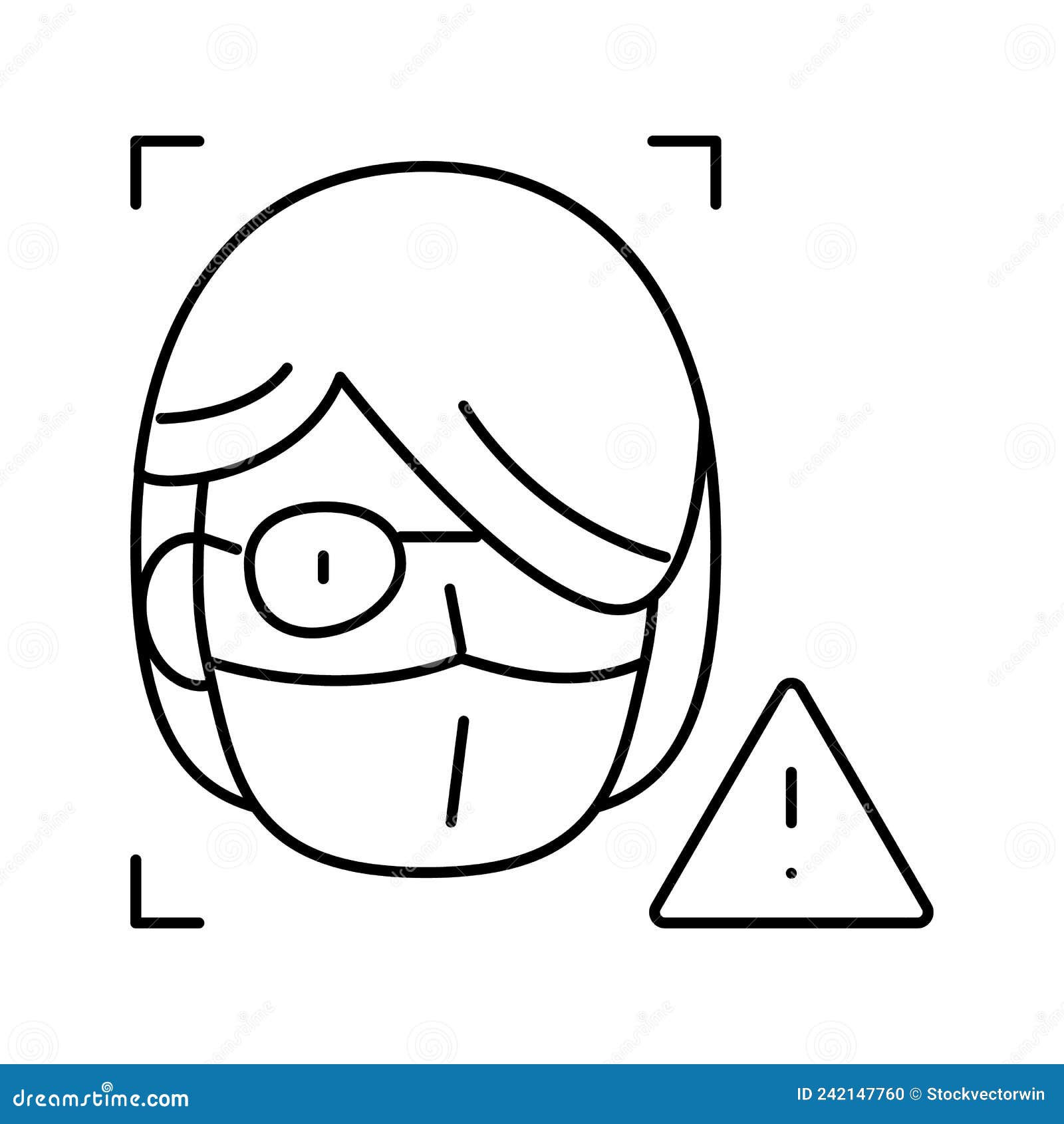 Computer Safe Person Info for Use Face Id Line Icon Vector Illustration ...