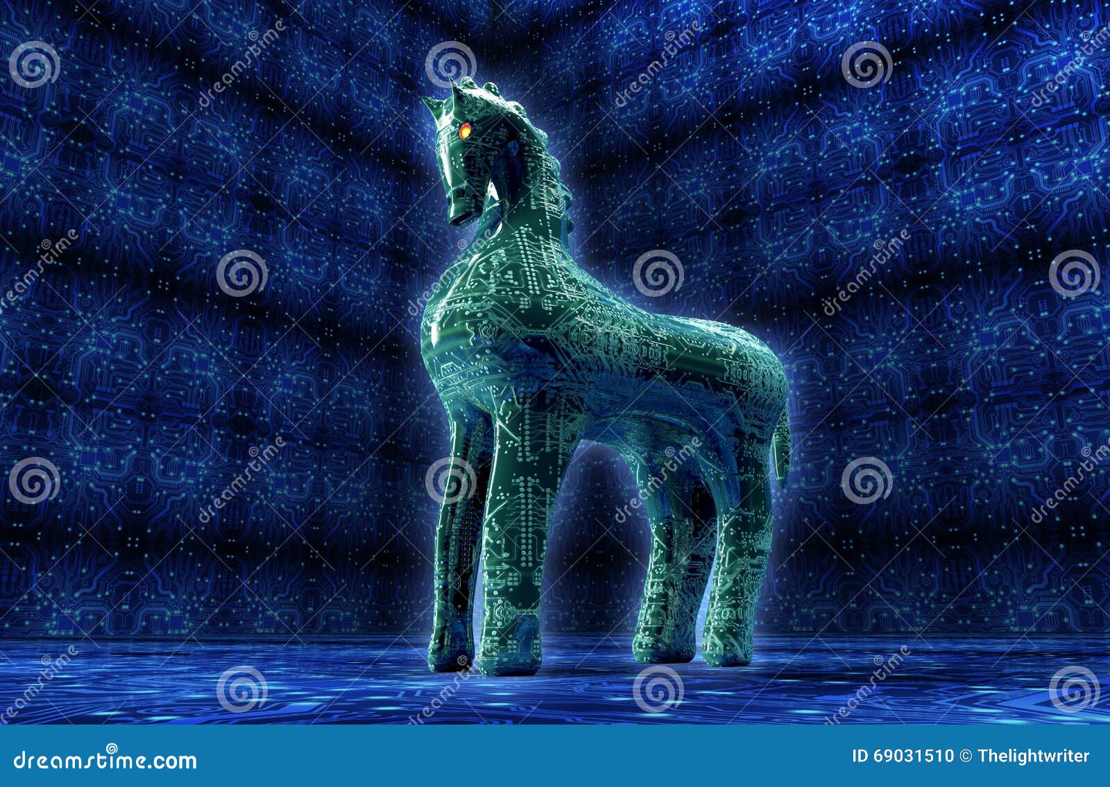 Computer Safety Concept, Trojan Horse in Electronic Environment, 3D ...