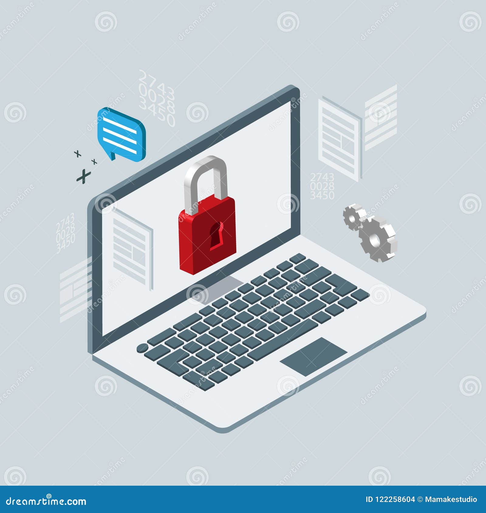 Computer Safety Isometric Concept Stock Vector - Illustration of cyber ...