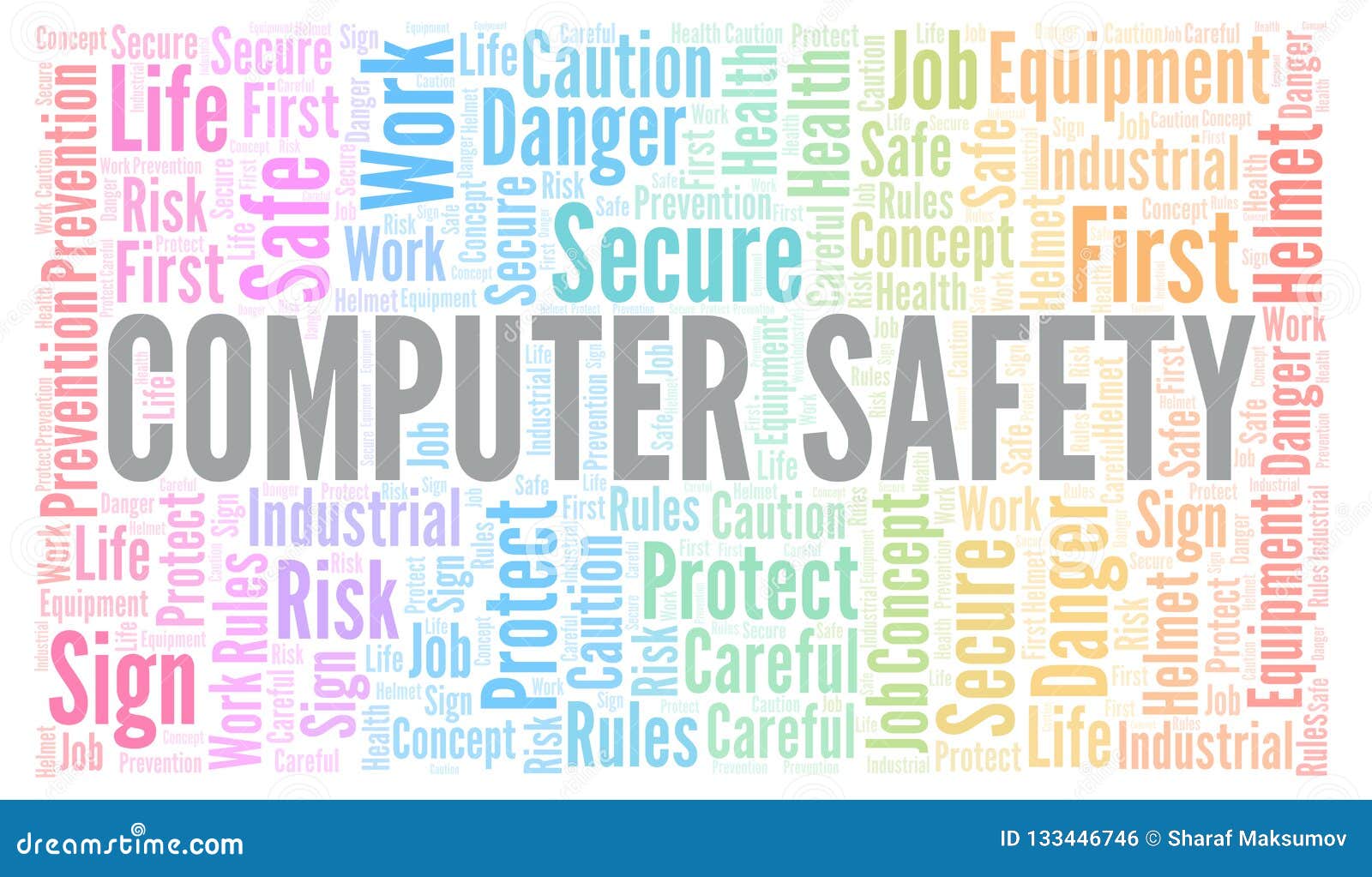 Computer Safety word cloud stock illustration. Illustration of security ...