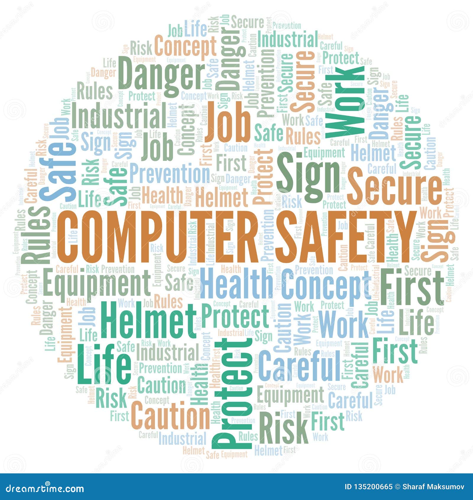 Computer Safety word cloud stock illustration. Illustration of security ...