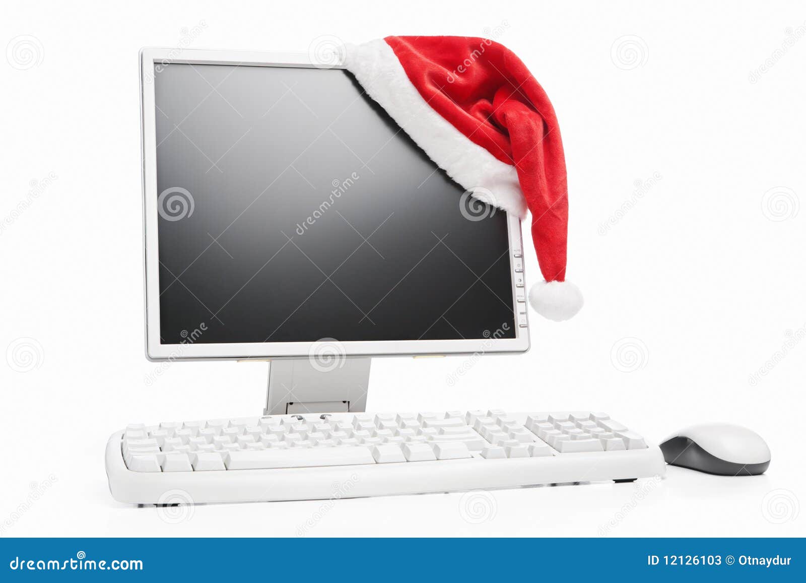 Computer and Santa hat stock image. Image of technology - 12126103