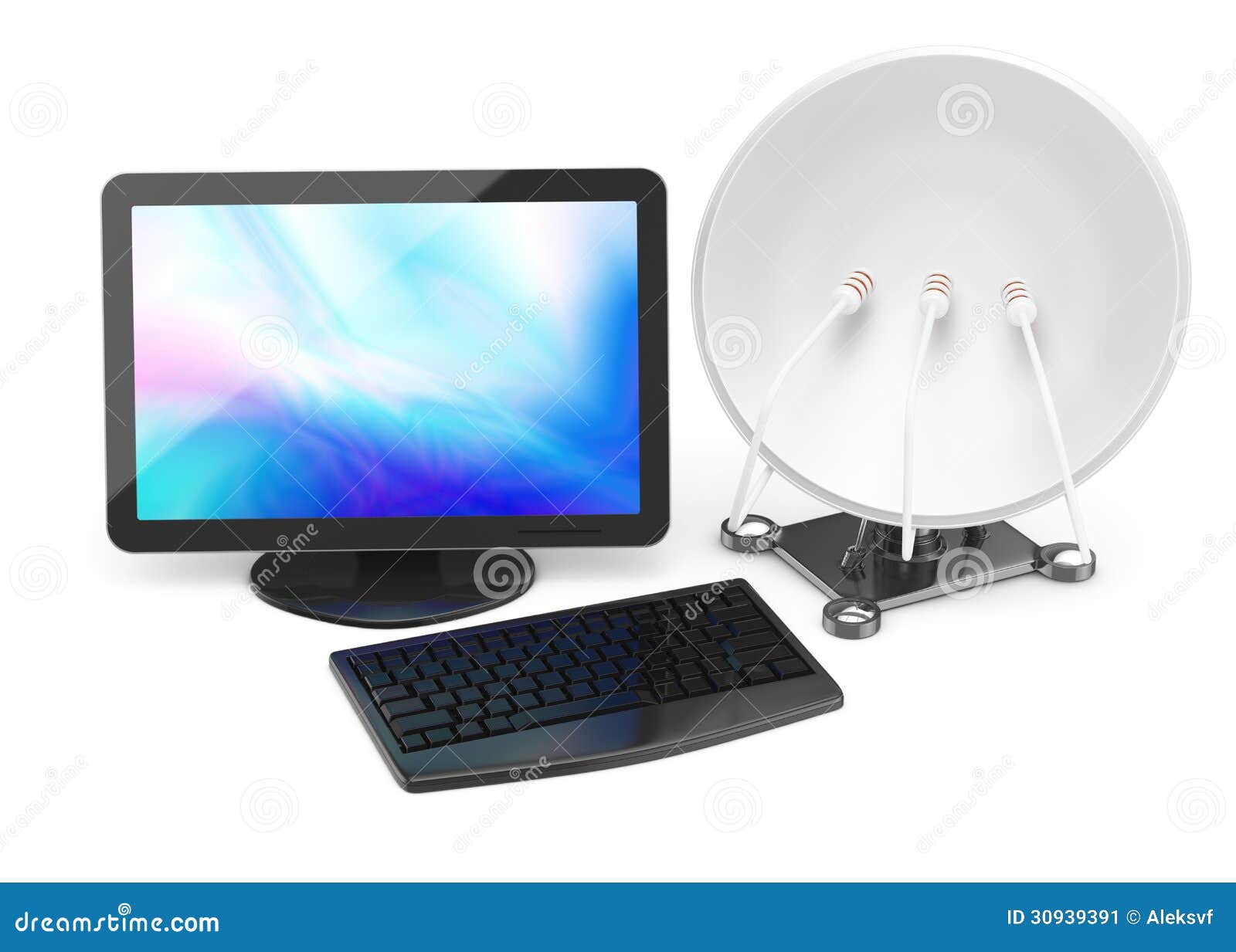 Computer and Satellite Dish Stock Illustration - Illustration of keypad ...