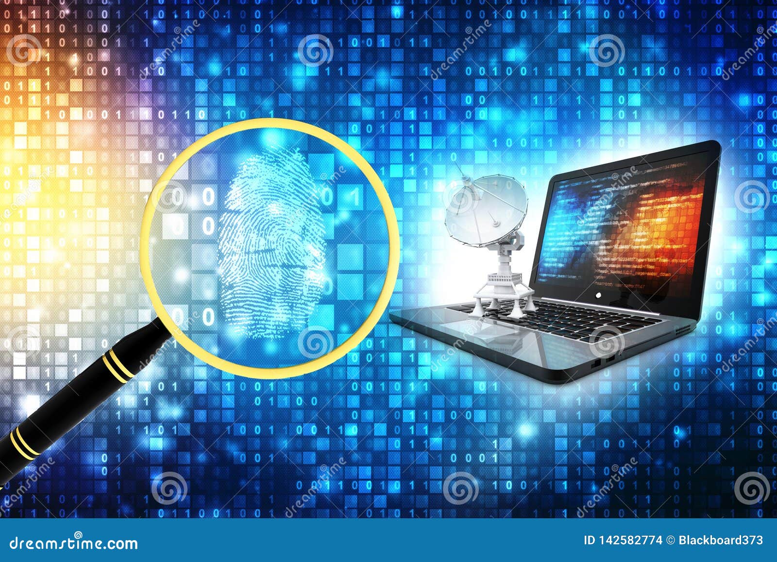 Computer with Satellite in Technology Background. Internet ...