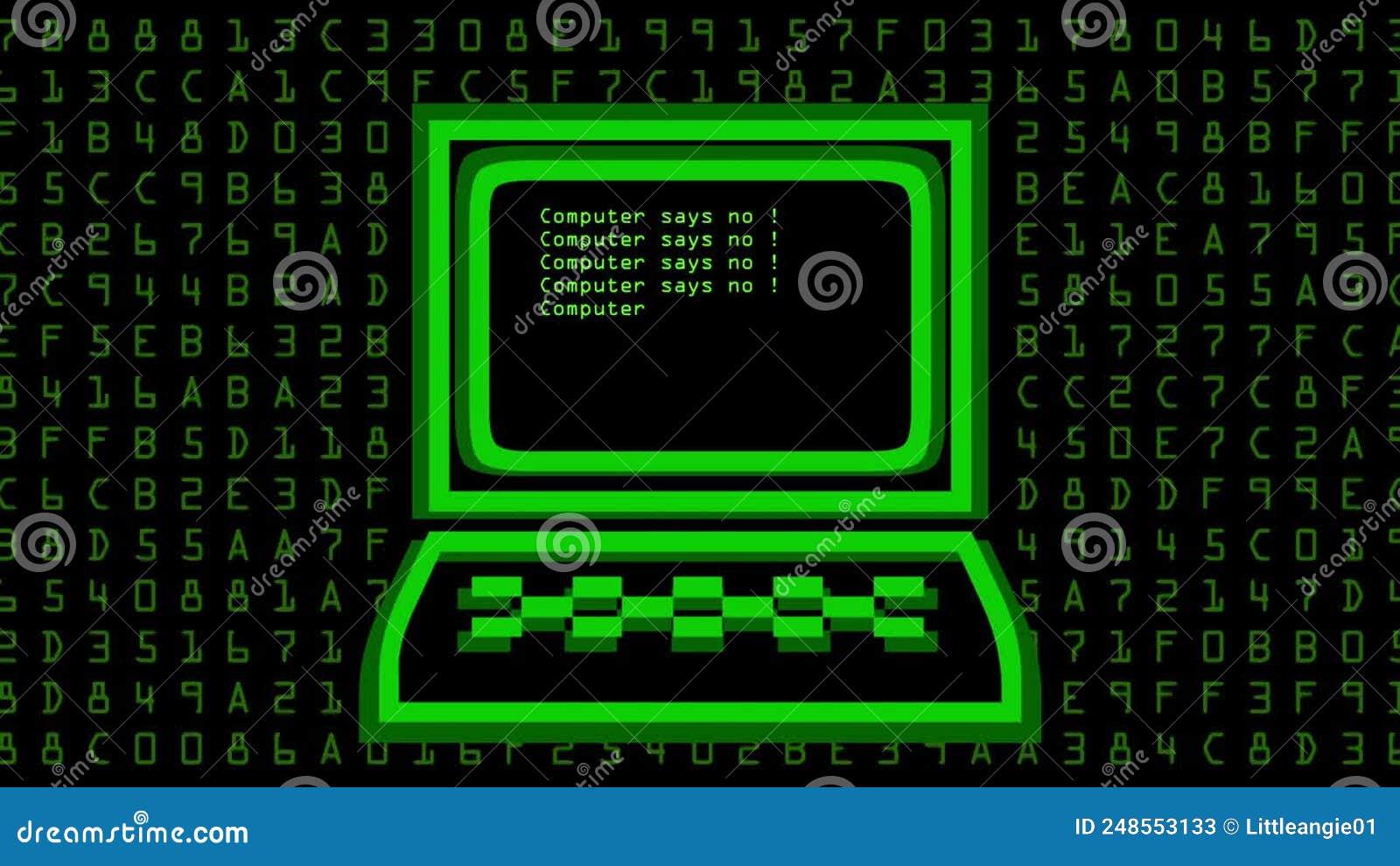 Computer Says No Retro Style with Data Background Stock Video - Video ...