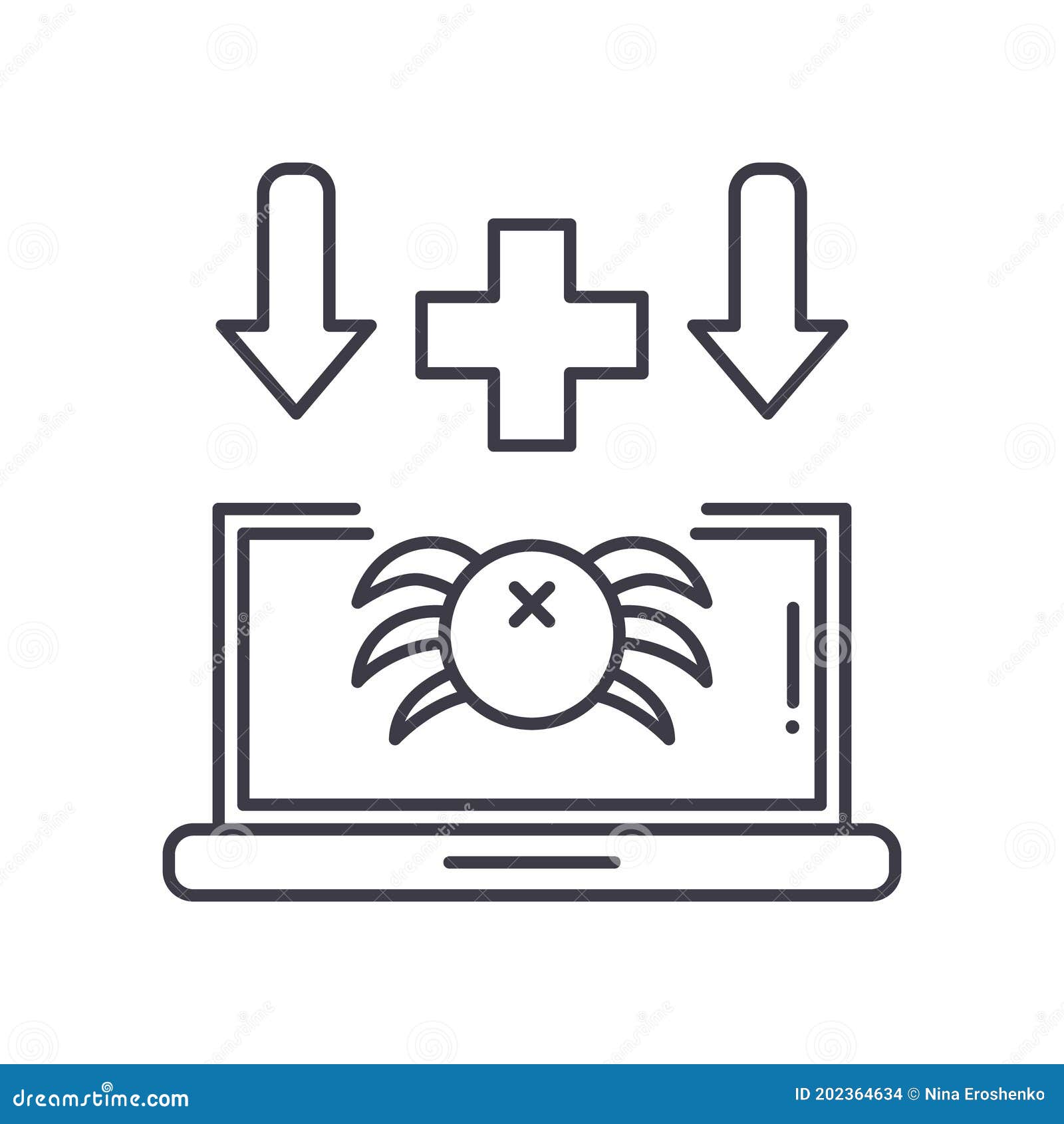 Computer Scan Icon, Linear Isolated Illustration, Thin Line Vector, Web ...