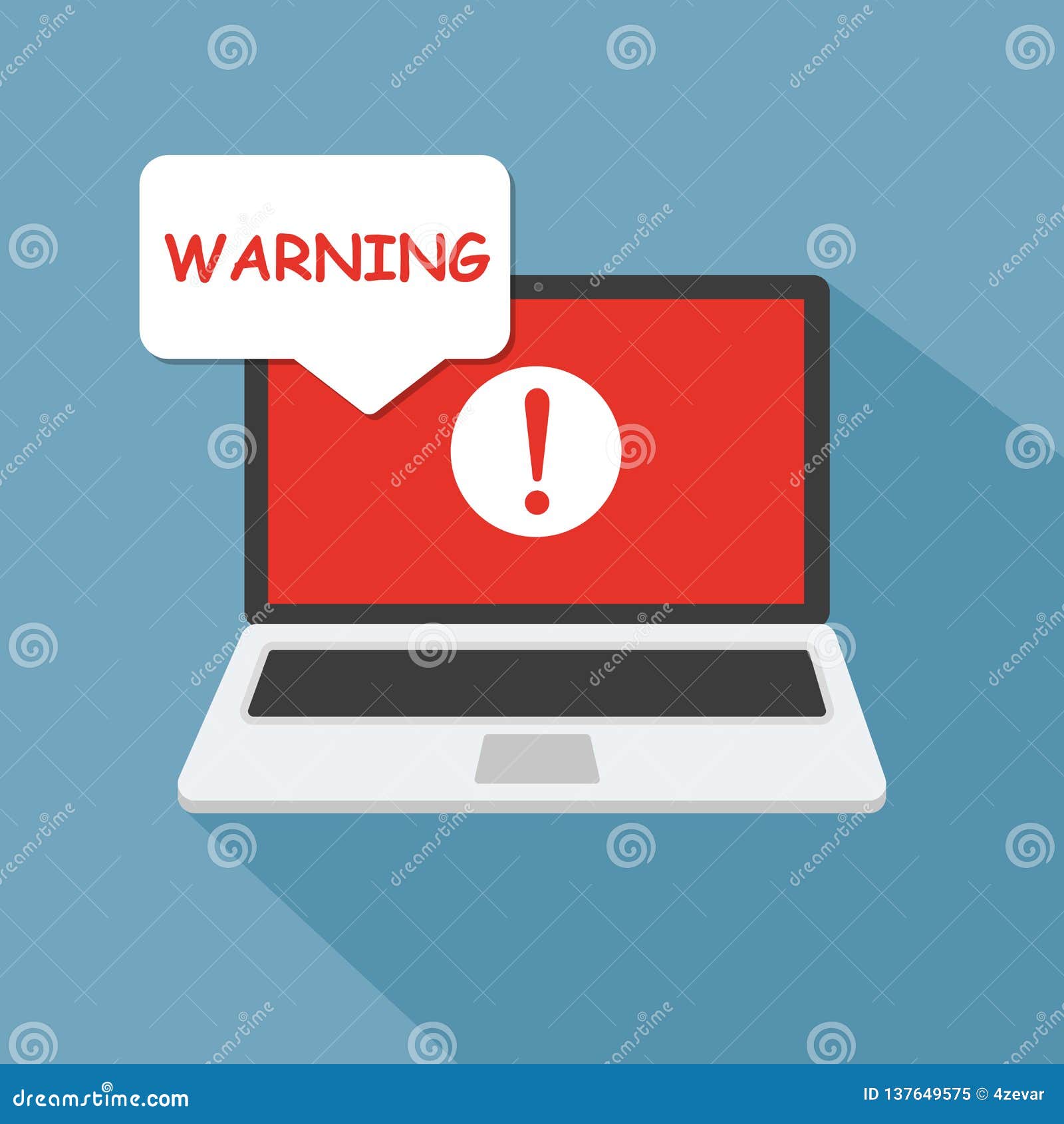 Computer with Warning Message, Vector Icon Stock Illustration ...