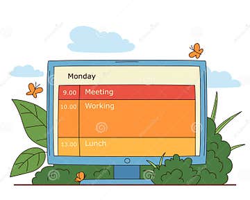 Computer with Schedule for Time Management Stock Vector - Illustration ...