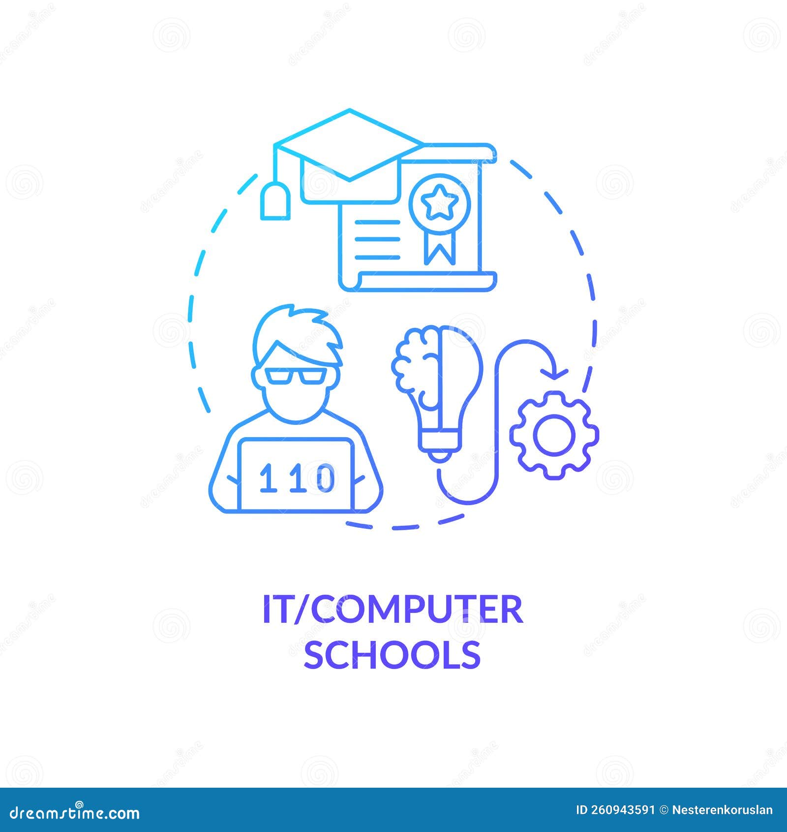 It and Computer Schools Blue Gradient Concept Icon Stock Vector ...
