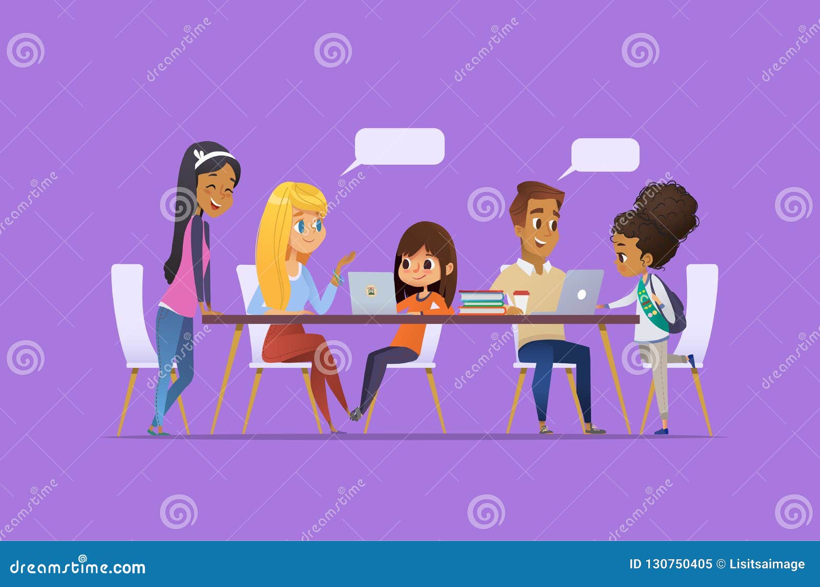 Students Sitting On Piles Of Books Stock Photography | CartoonDealer ...