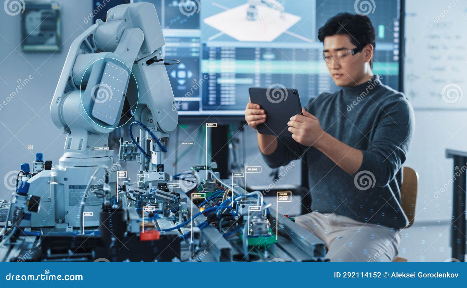 Computer Science Development Engineer Using Tablet Computer To Program ...