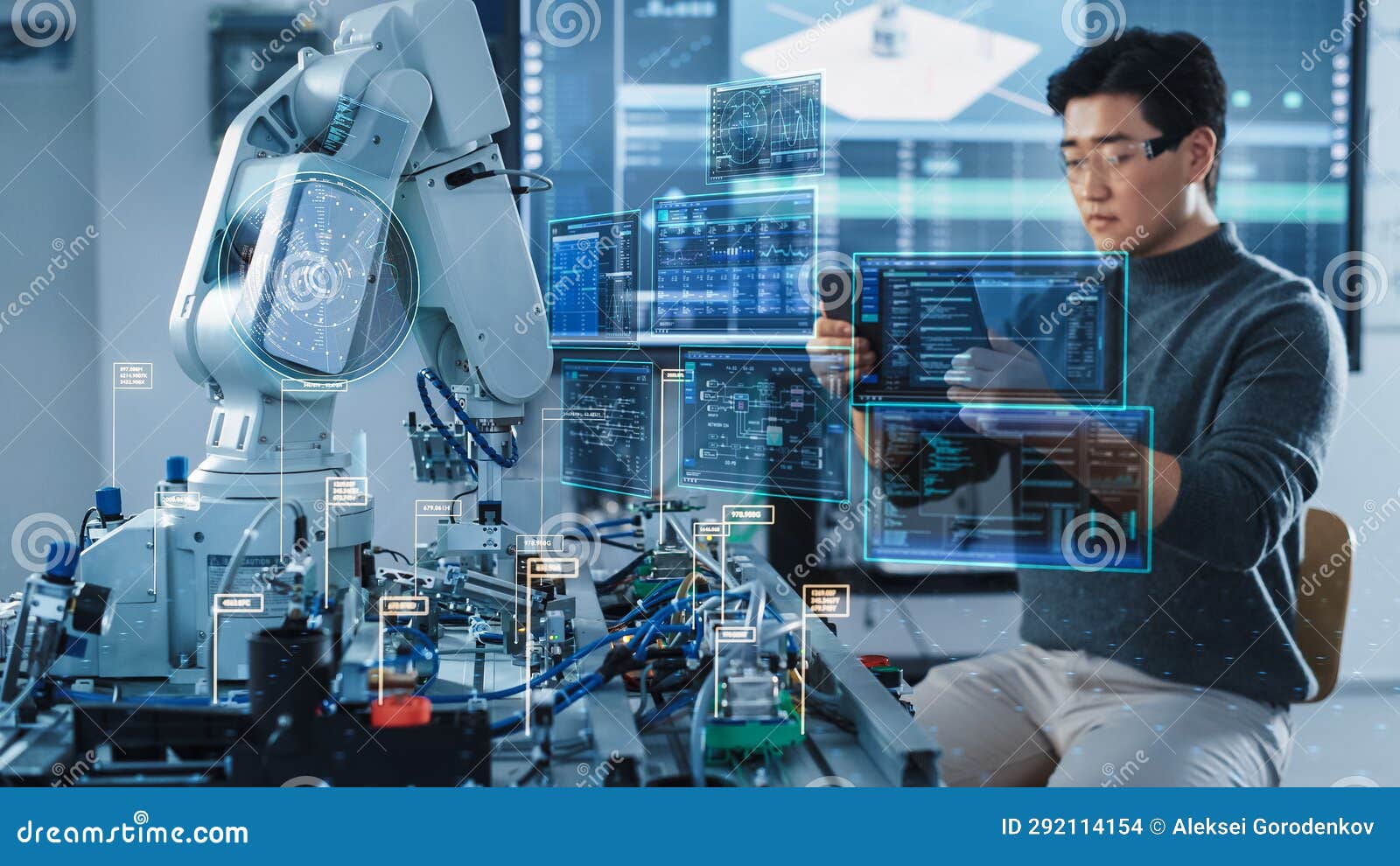 Computer Science Development Engineer Using Tablet Computer To Program ...