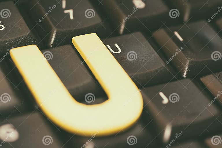 Small Wooden Letter `U` on Black Computer Keyboard Stock Photo - Image ...