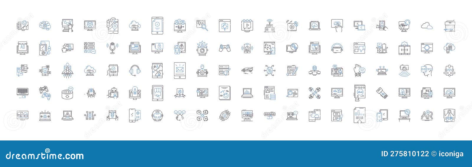 Computer Science Line Icons Collection Algorithm Artificial Intelligence Big Data Coding