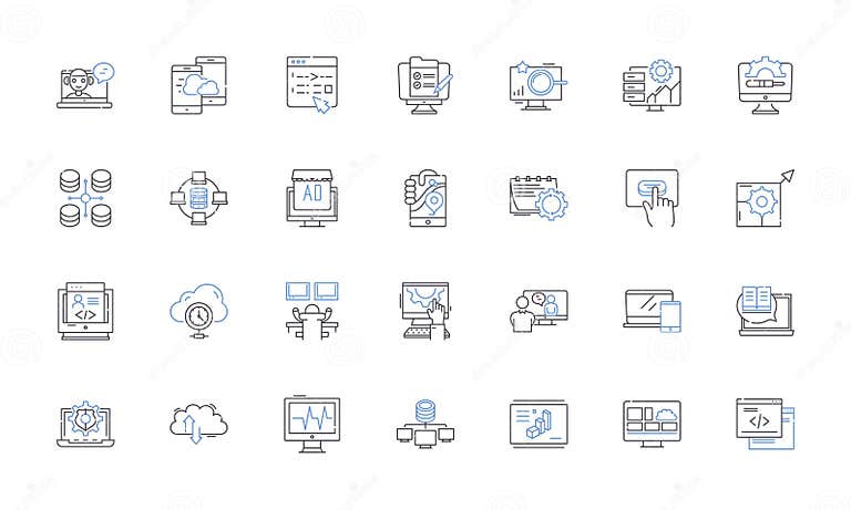 Computer Science Line Icons Collection Algorithm Database Binary Programming Syntax