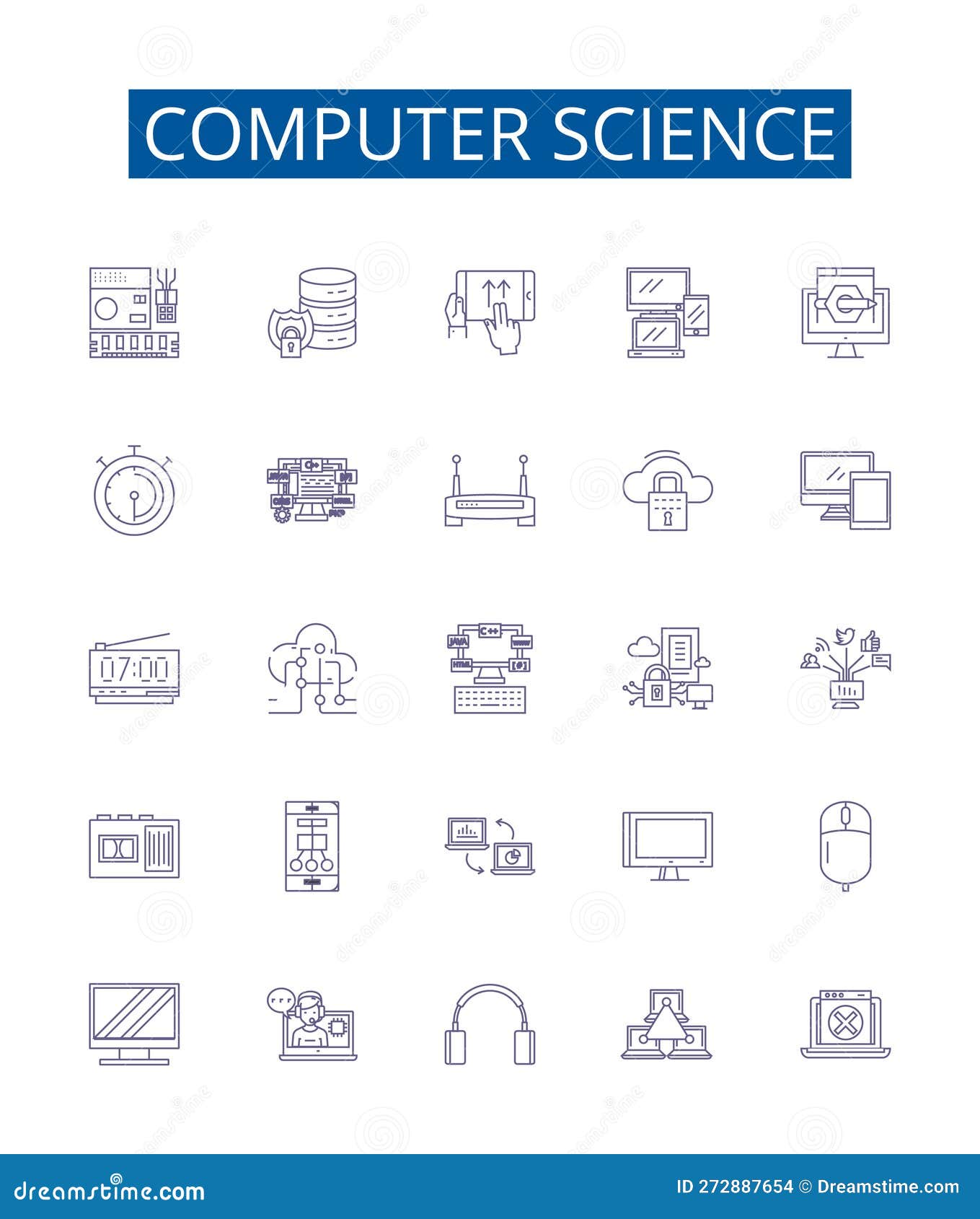 Computer Science Line Icons Signs Set Design Collection Of Technology Algorithms Programming
