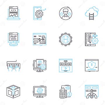 Computer Science Linear Icons Set. Algorithm, Binary, Cache, Compiler, CPU, Database, Debugging ...