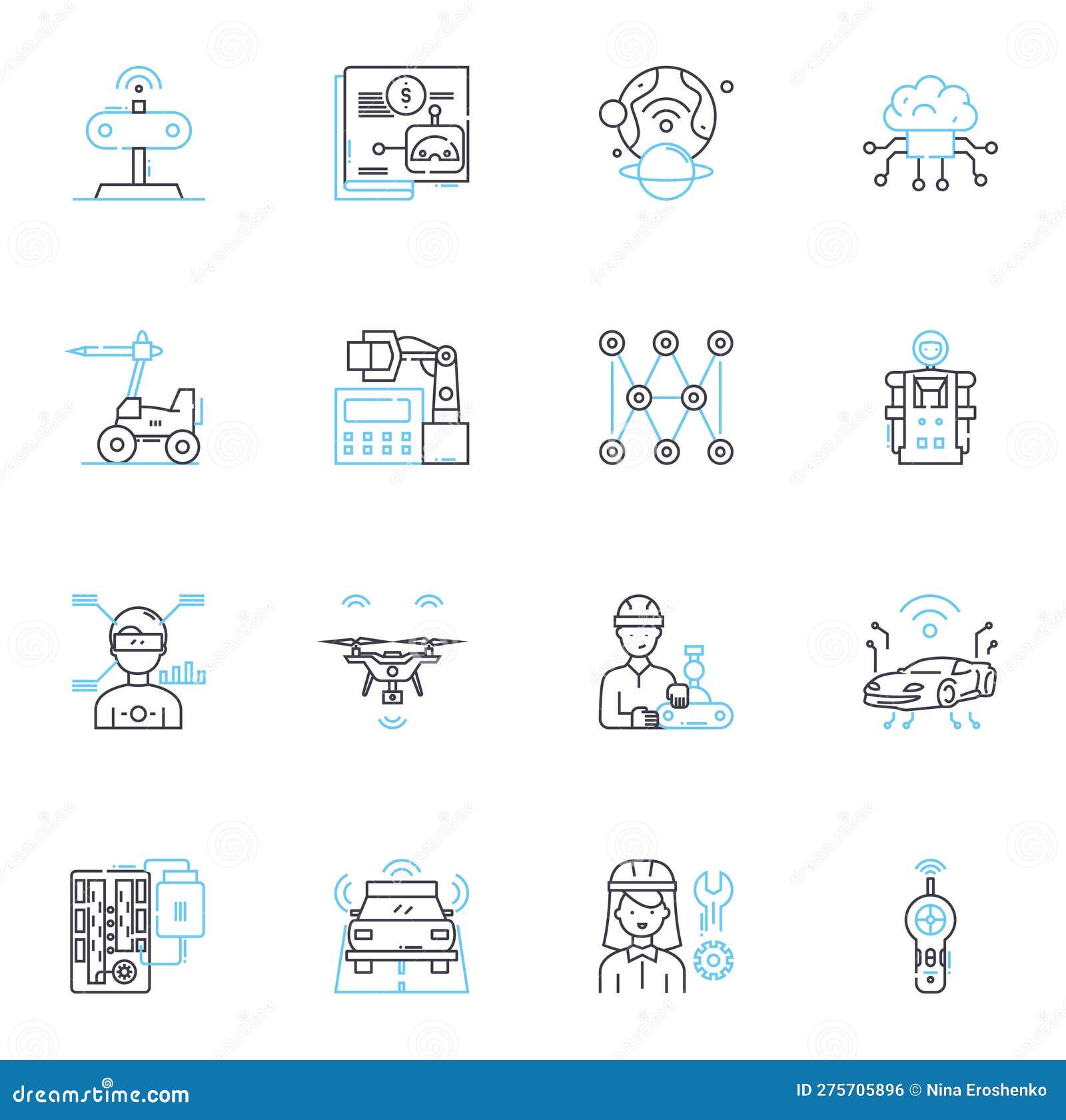Computer Science Linear Icons Set Algorithm Binary Compiler Cybersecurity Database