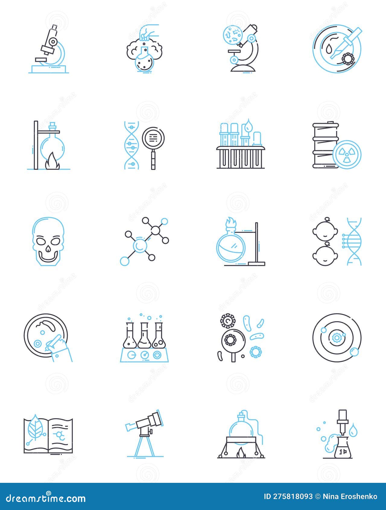 Computer Science Linear Icons Set Algorithm Binary Compiler Cybersecurity Database