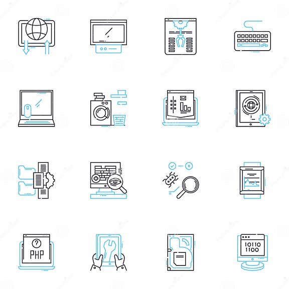 Computer Science Linear Icons Set. Algorithm, Data, Graphics, Code ...