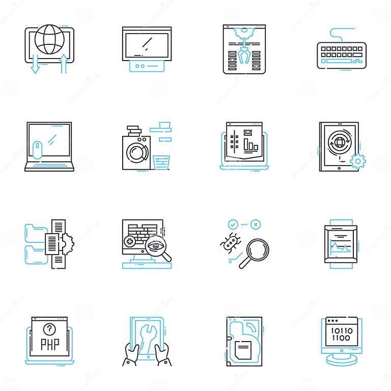 Computer Science Linear Icons Set. Algorithm, Data, Graphics, Code ...