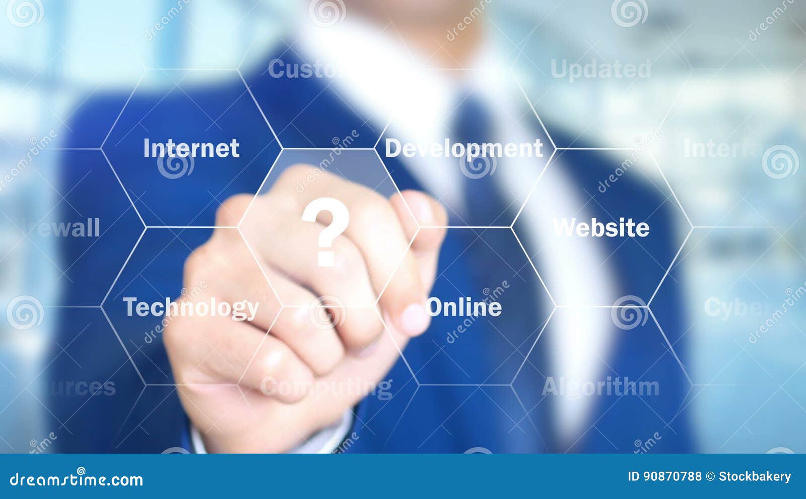 Computer Science, Man Working on Holographic Interface, Visual Screen ...