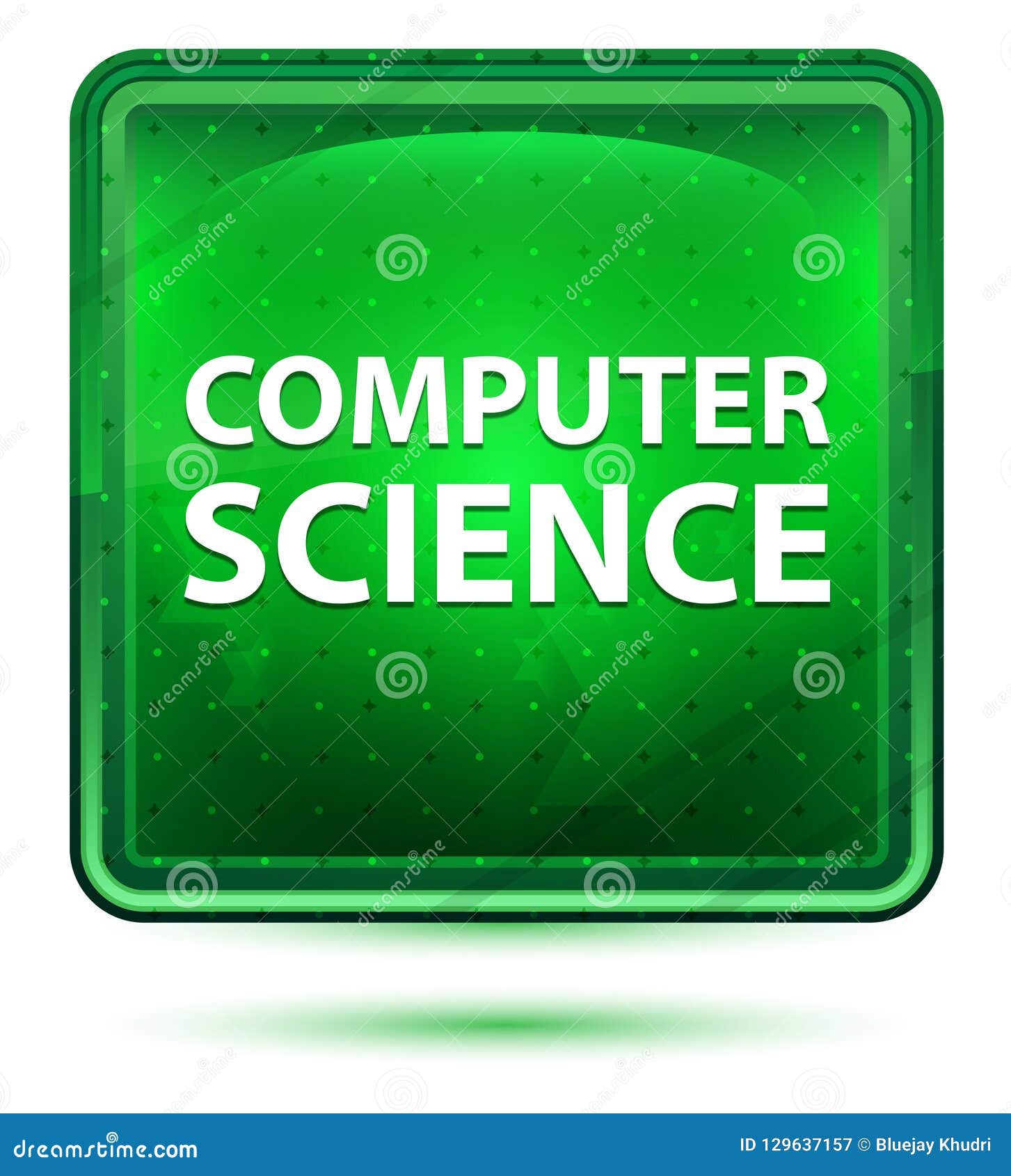 Computer Science Neon Light Green Square Button Stock Illustration ...