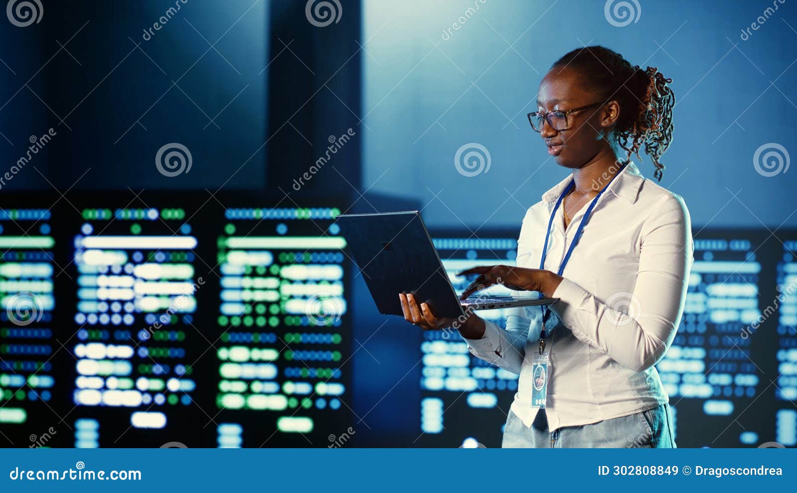 Computer Scientist Coding In Data Center Stock Image Image Of