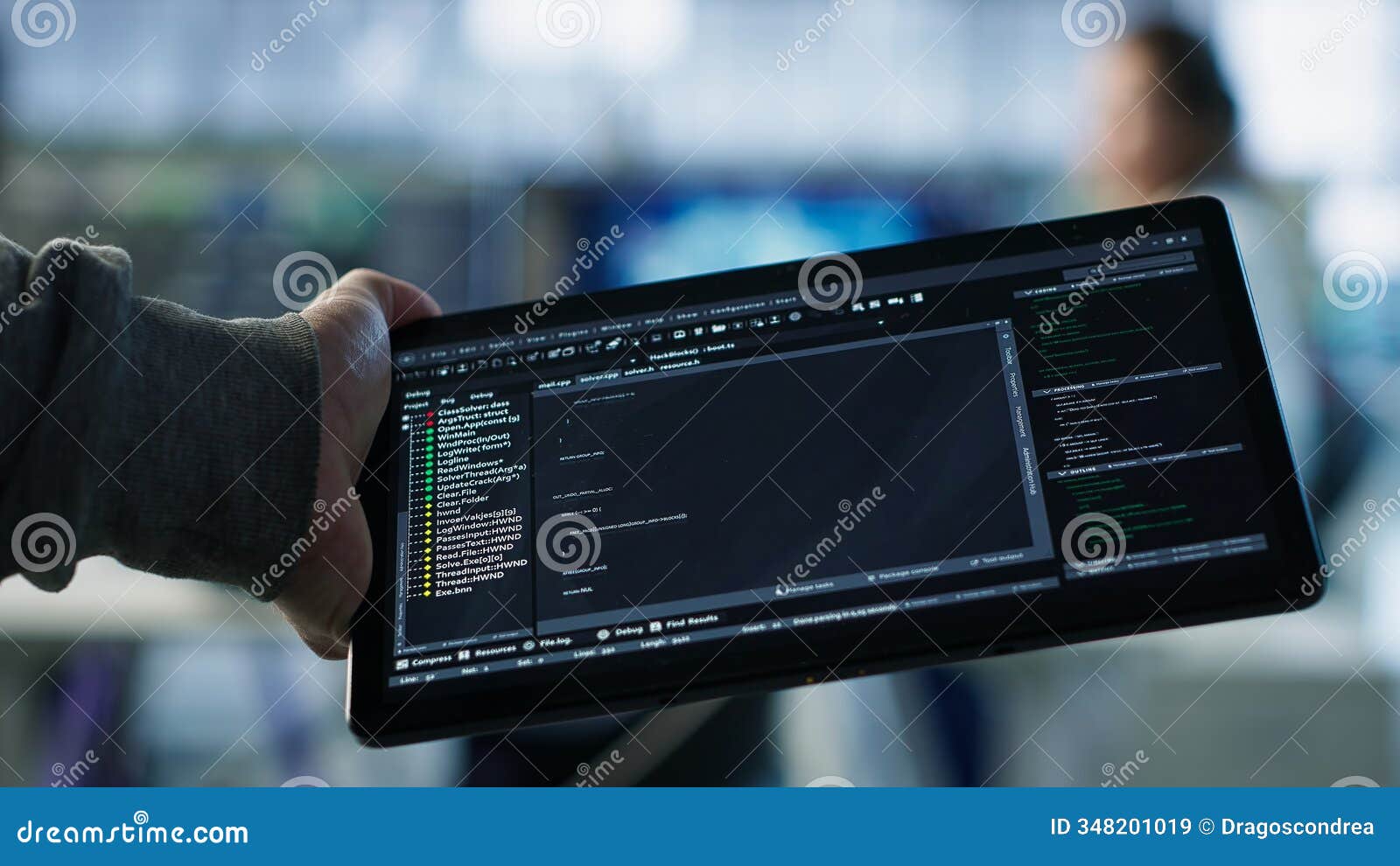 Computer Scientist in Data Center Solving Tasks on Tablet Stock Image - Image of tablet, routine ...
