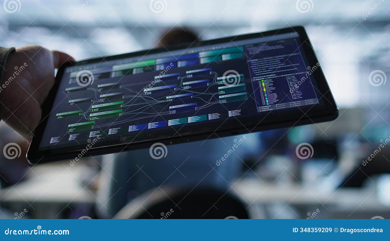 Computer Scientist in Data Center Solving Tasks on Tablet Stock Image ...