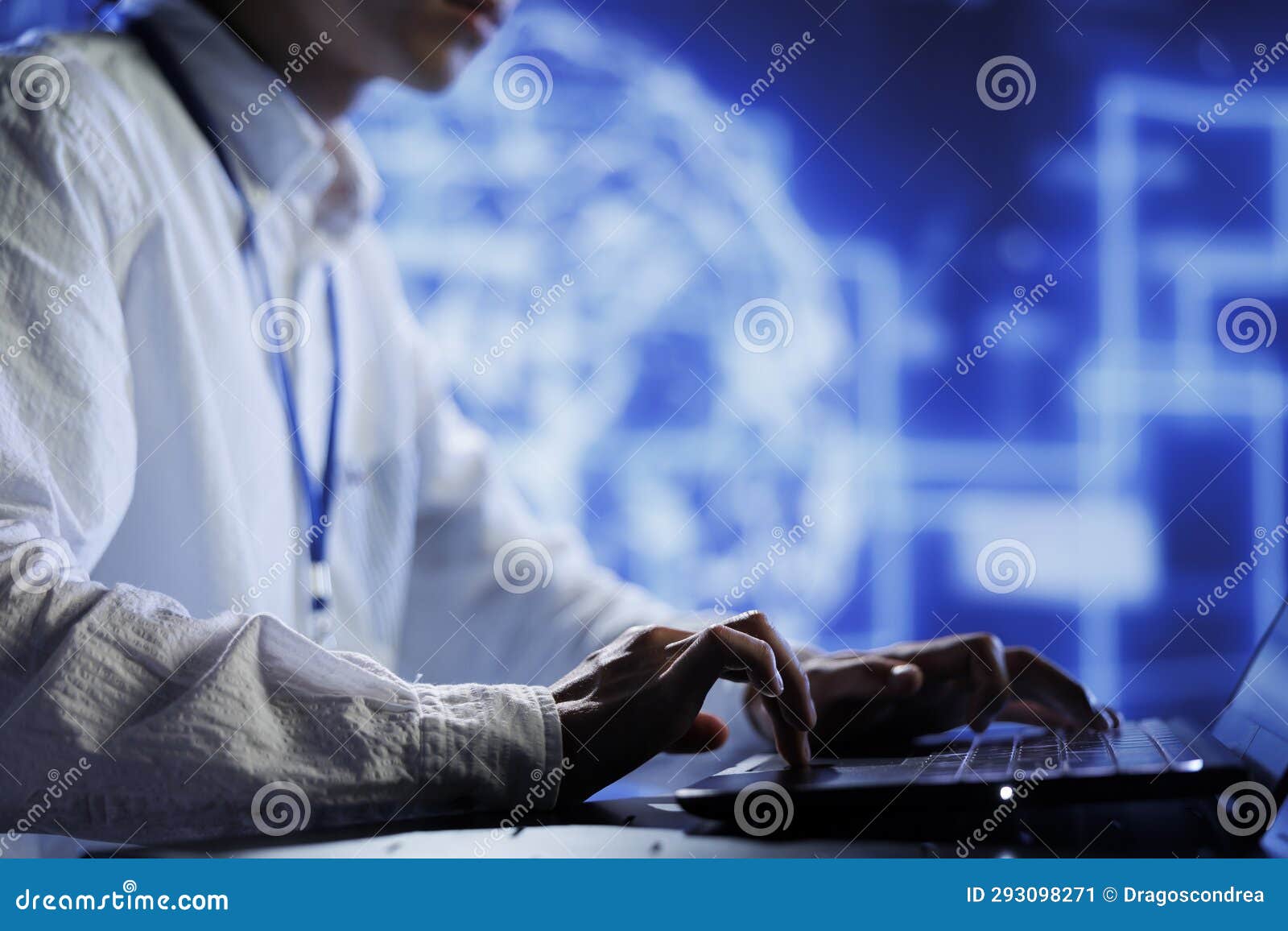 Computer Scientist Doing Ai Simulation Stock Image Image Of Network Code 293098271