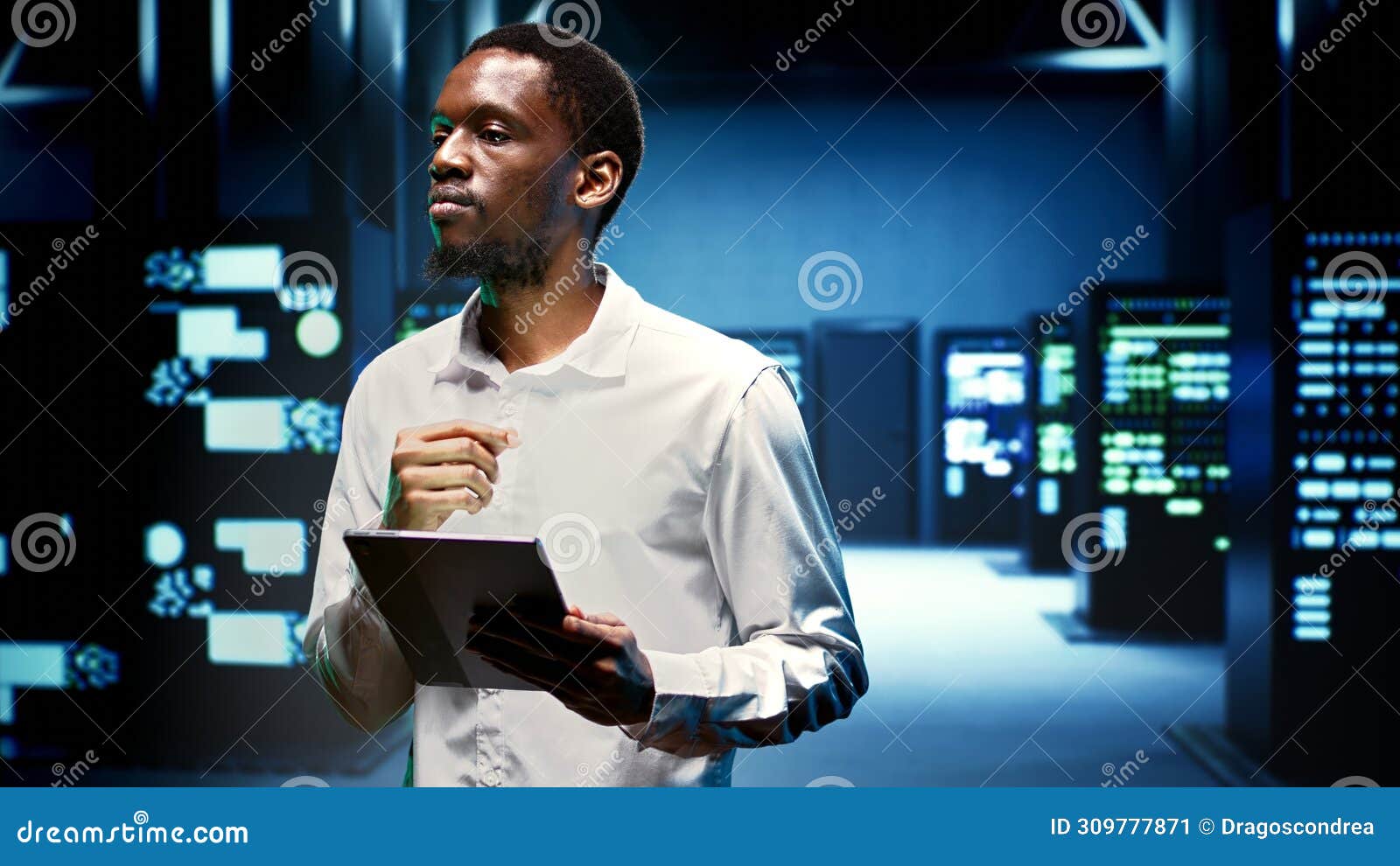 Computer Scientist in High Tech Room Stock Image - Image of maintenance ...