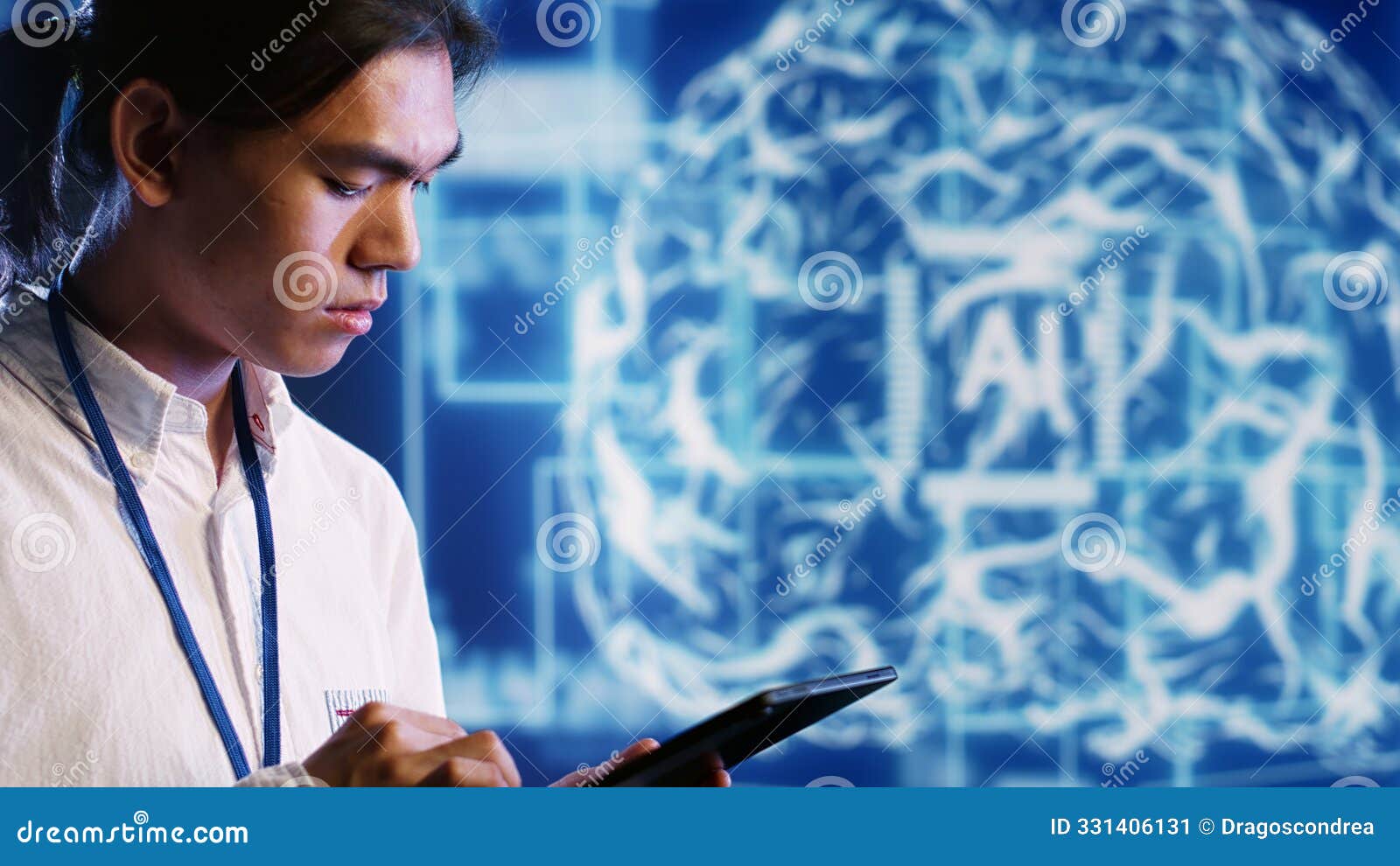 Computer Scientist Working with AI Stock Image - Image of technology ...