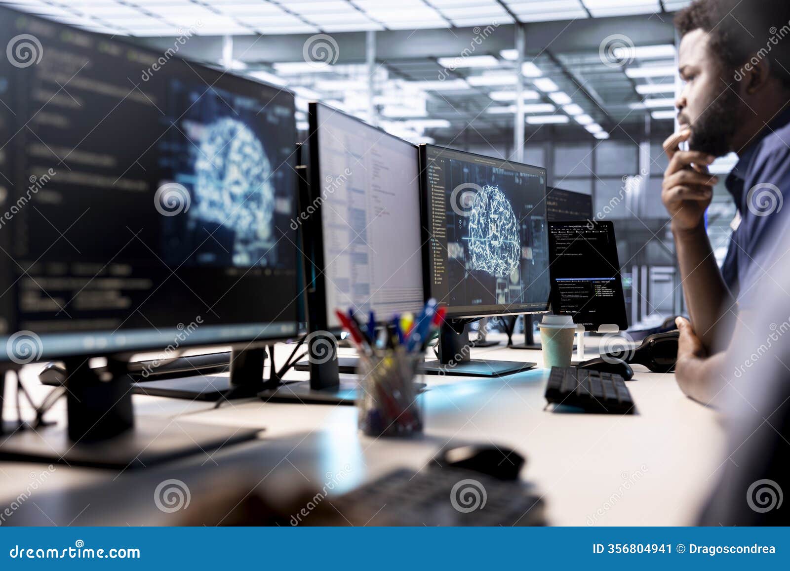 Machine Learning Specialist in AI Server Farm Establishment Repairing Equipment Stock Image ...