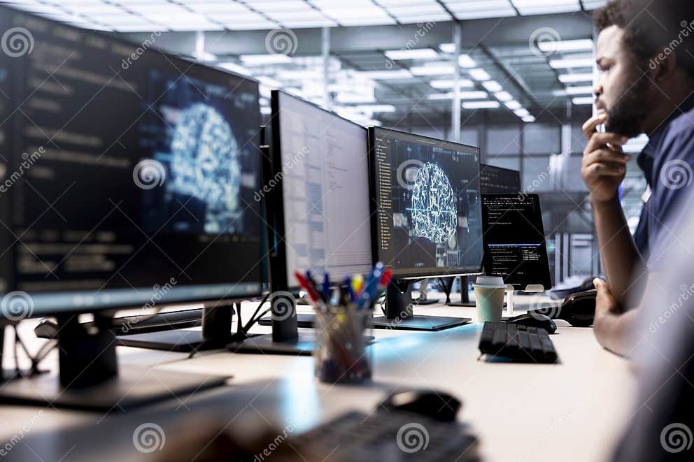 Machine Learning Specialist in AI Server Farm Establishment Repairing Equipment Stock Image ...