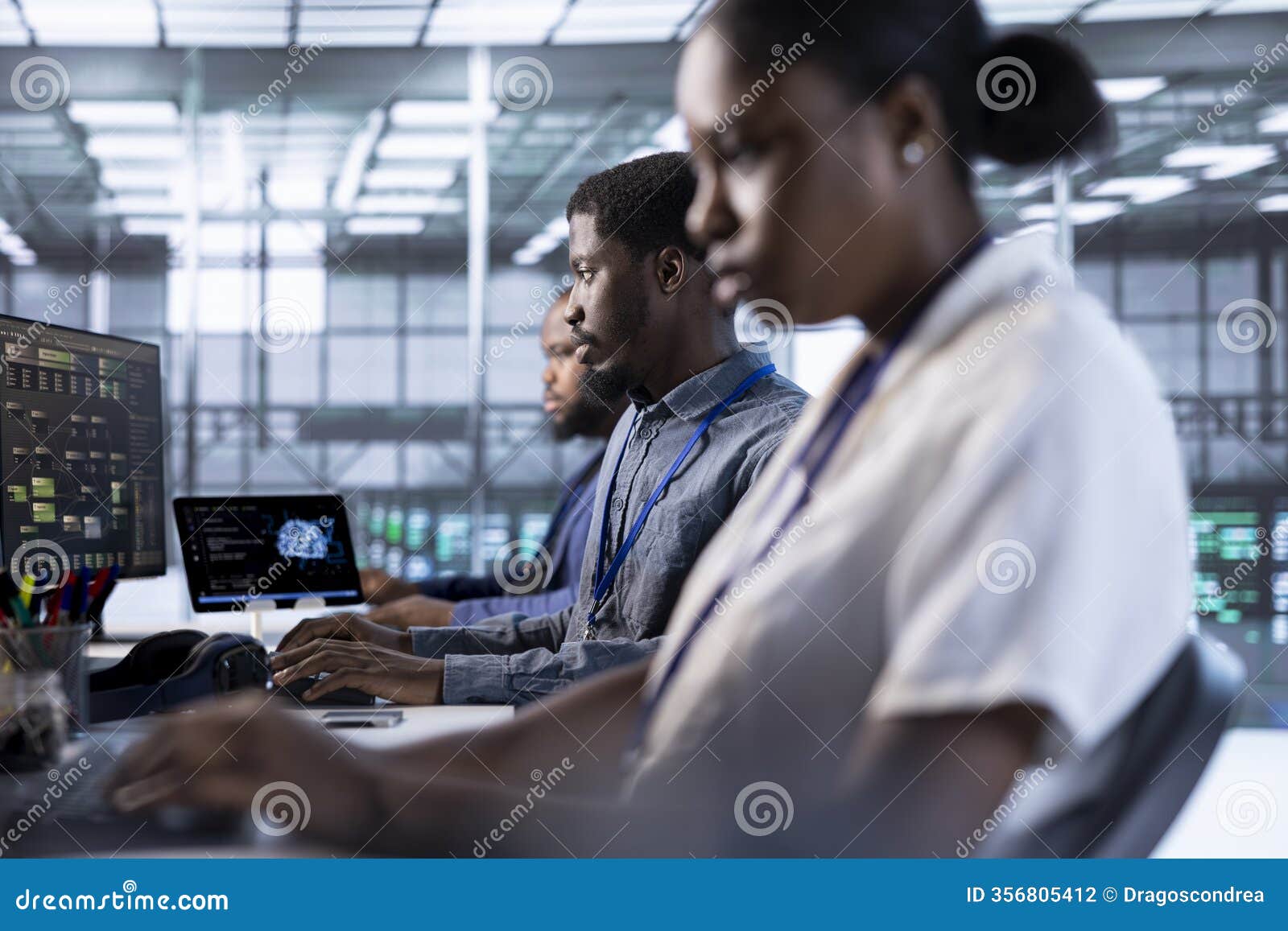 Team of it Specialists in Server Farm Establishment Repairing Equipment Stock Photo - Image of ...