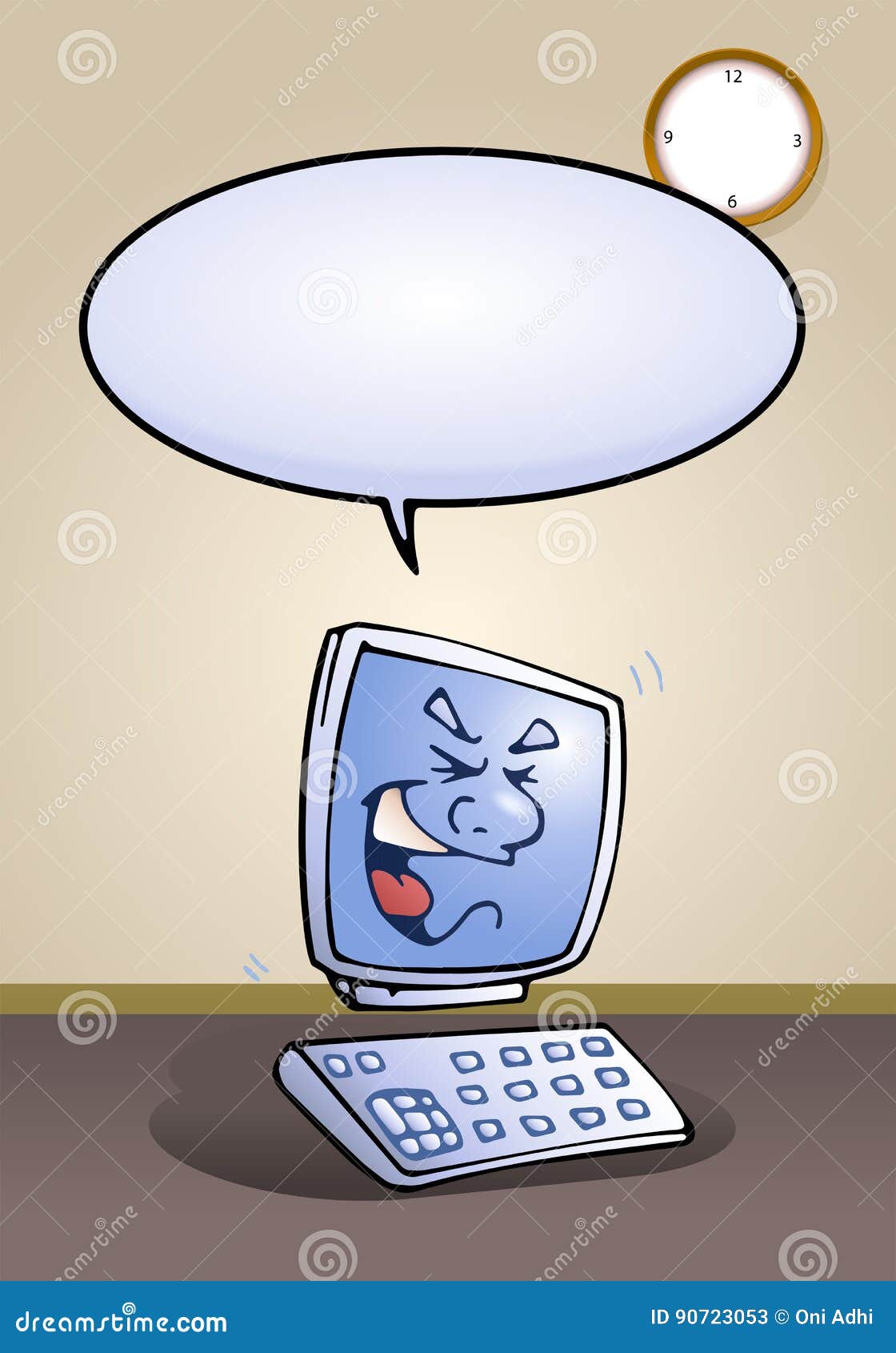 Computer screaming on room stock illustration. Illustration of internet ...