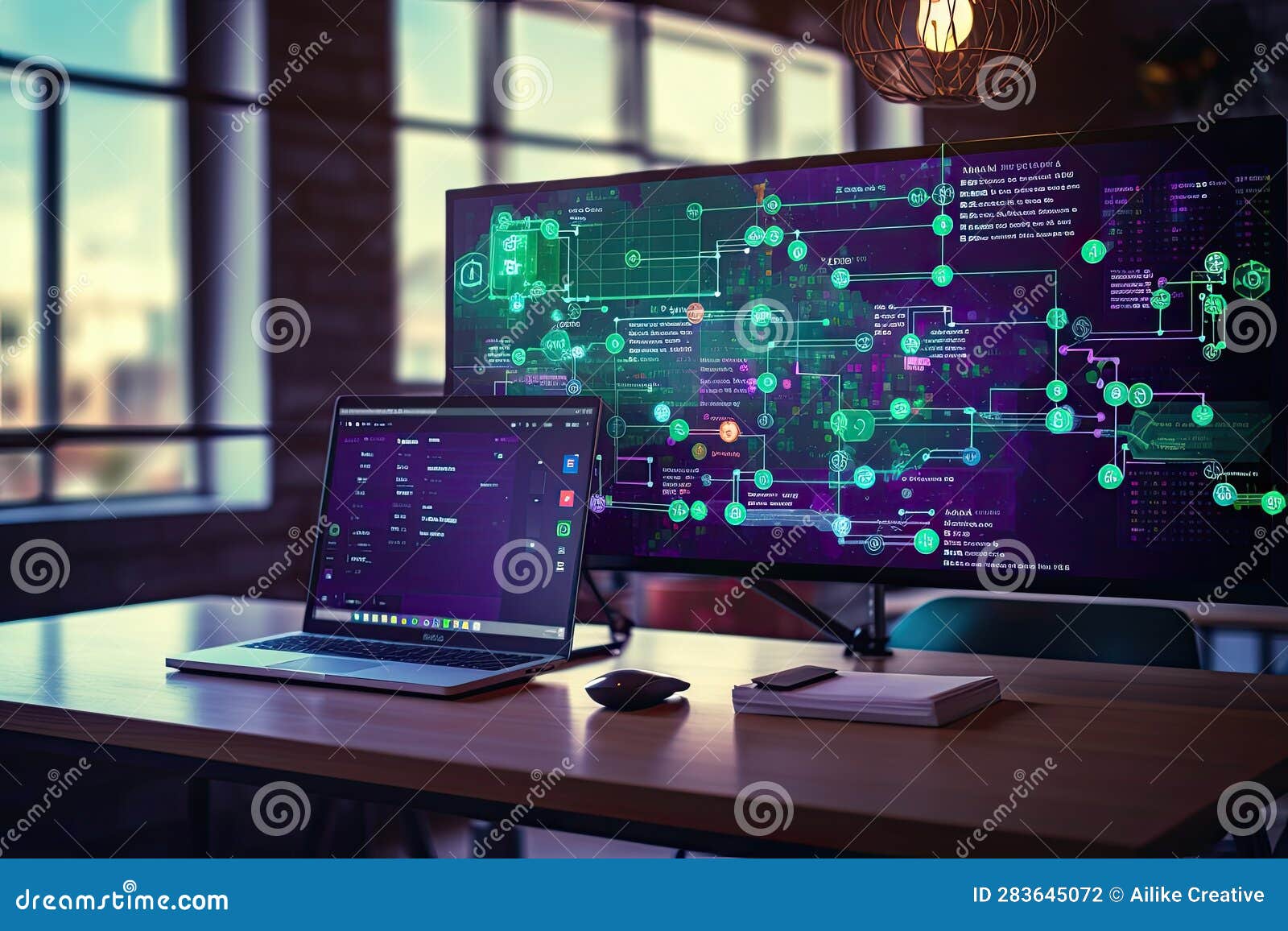 Computer Screen with Abstract Programming Interface. Technology and ...