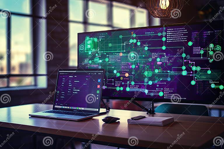 Computer Screen with Abstract Programming Interface. Technology and ...