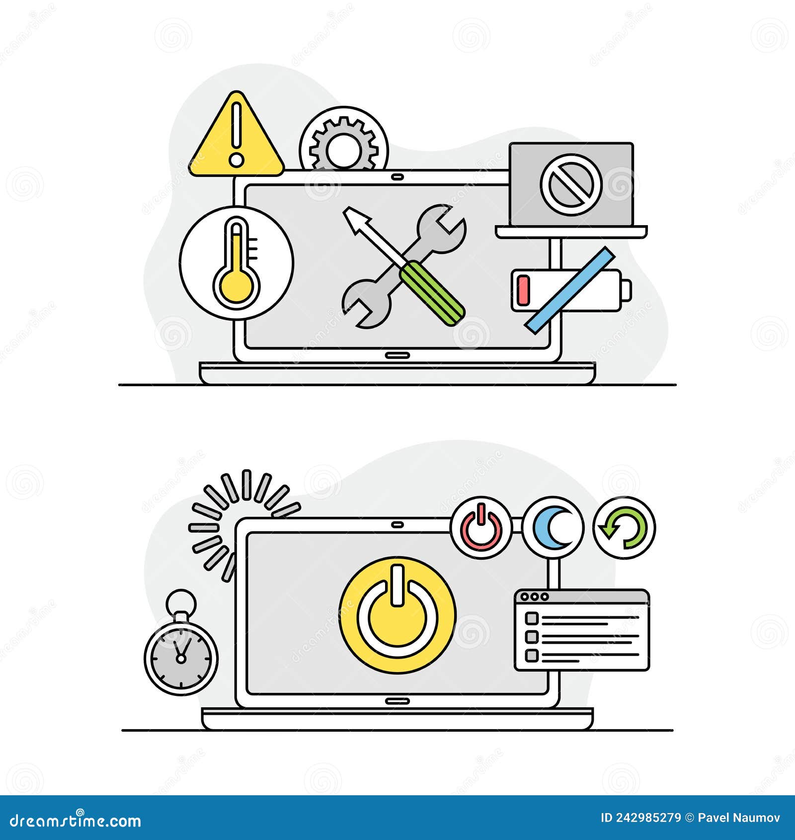 Computer Screen with Application Tools and Installing Options Set ...