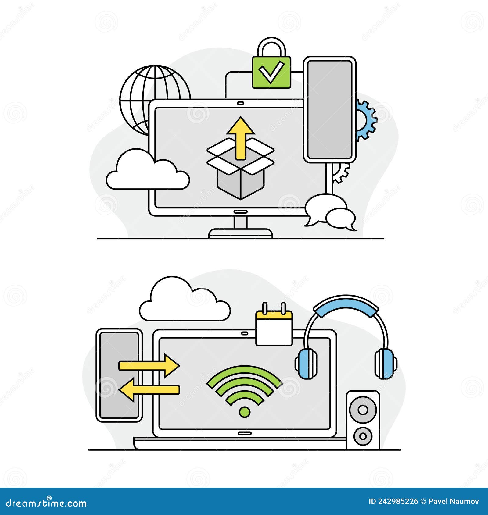 Computer Screen with Application Tools and Installing Options Set ...